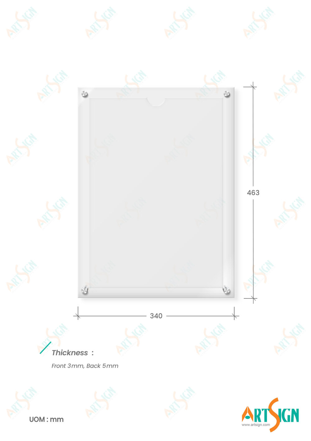Acrylic Pocket Frame come with spacer A3 – Artsign