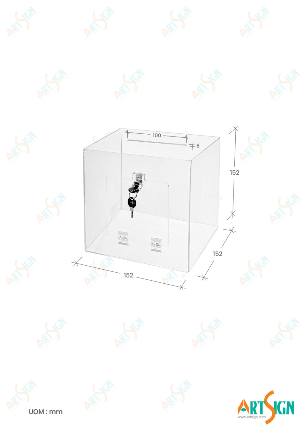 Lucky Draw Box 6 inches Clear with lock – Artsign
