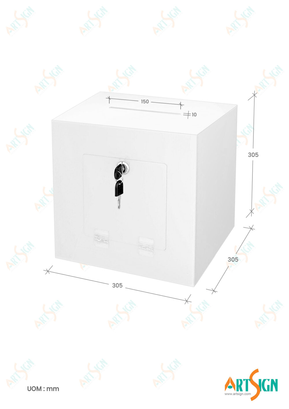 Lucky Draw Box 12 inches White with lock – Artsign