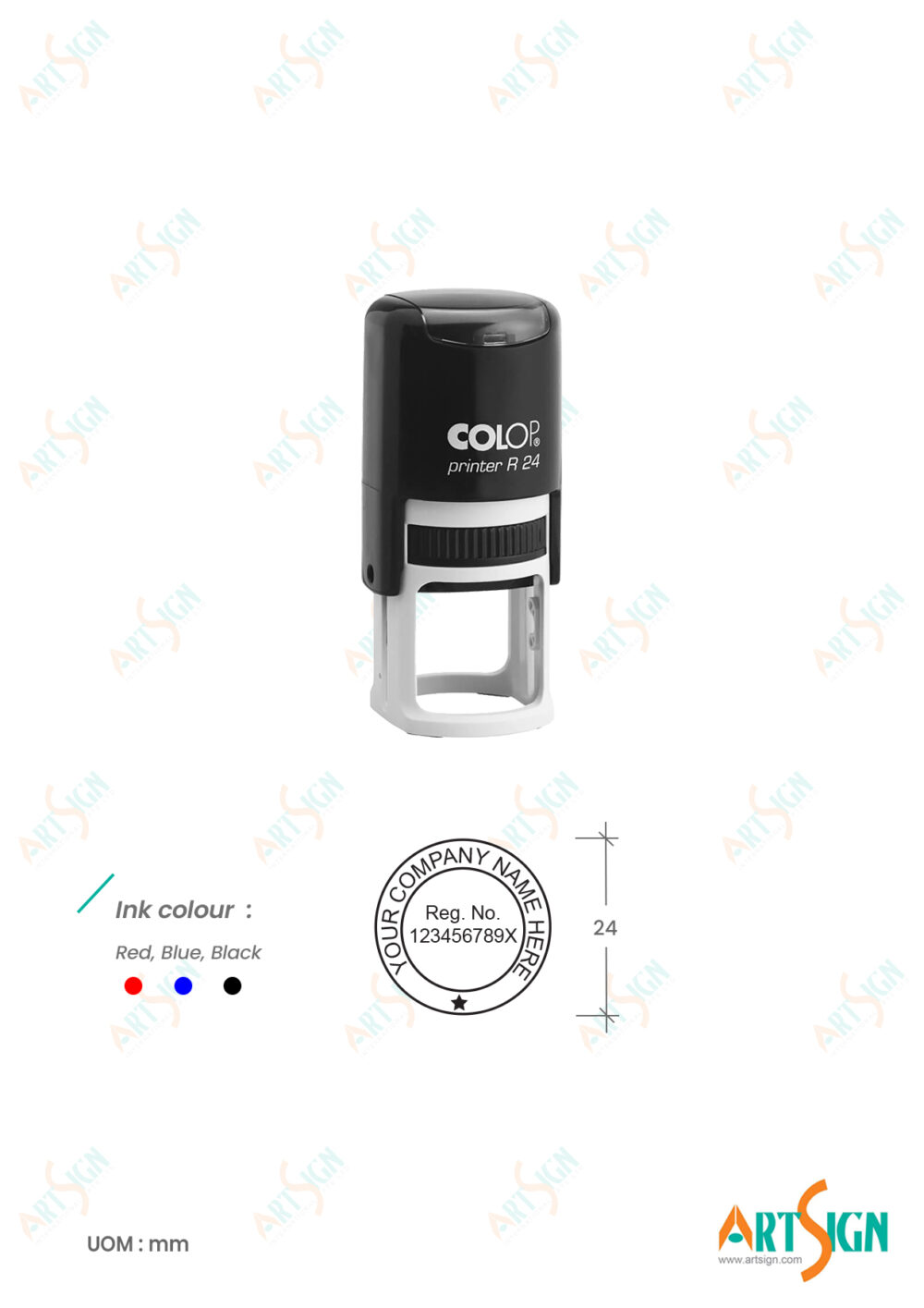 Rubber Stamp Self-Inkling R24 dia. 23mm – Artsign